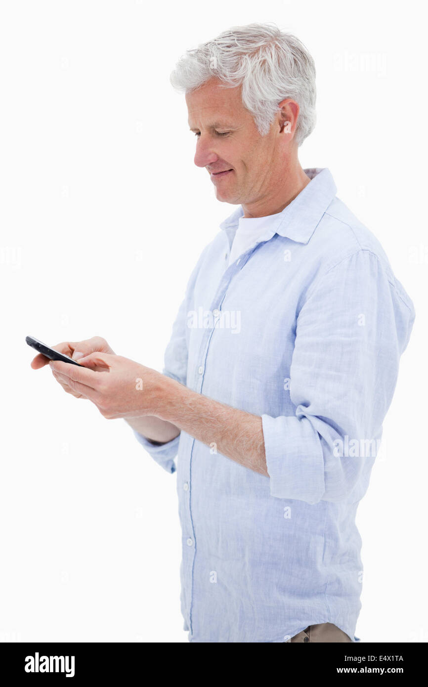 Portrait of a man using his mobile phone Stock Photo - Alamy