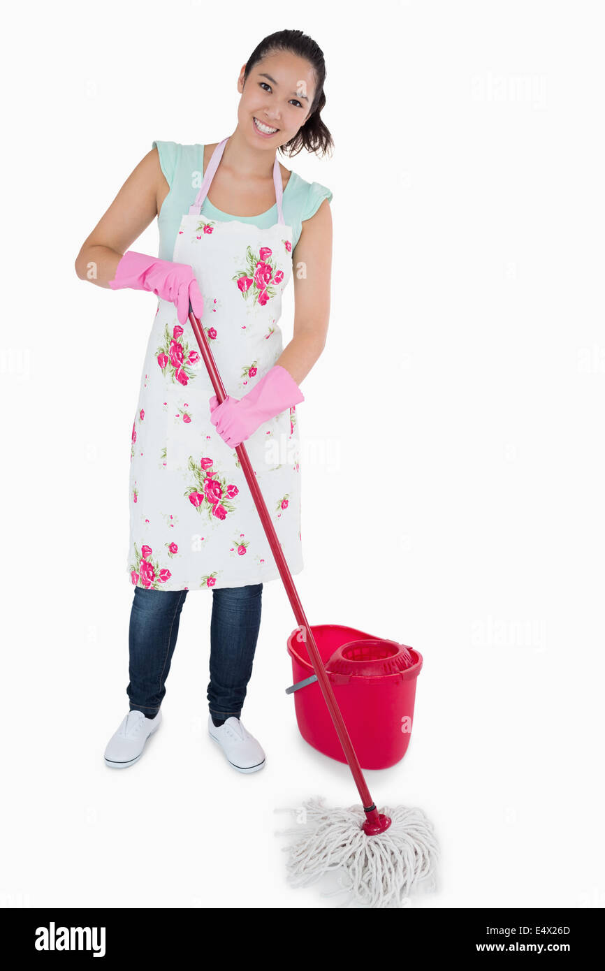 Woman cleaning floor bucket Cut Out Stock Images & Pictures - Alamy