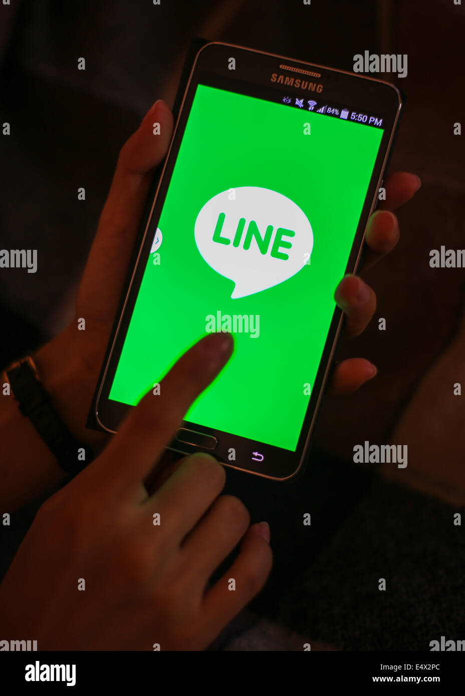 Tokyo, Japan. 17th July, 2014. A Samsung smartphone is shown with the ...