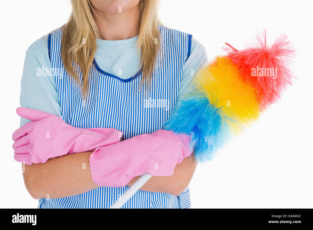 Woman feather duster cleaning hi-res stock photography and images - Alamy