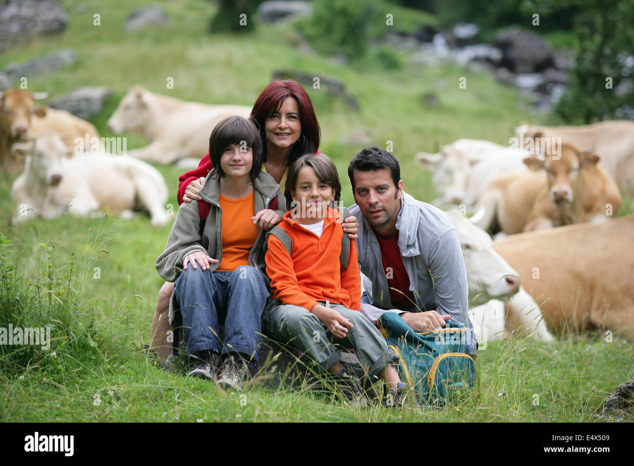 Family portrait in the countryside Stock Photo - Alamy