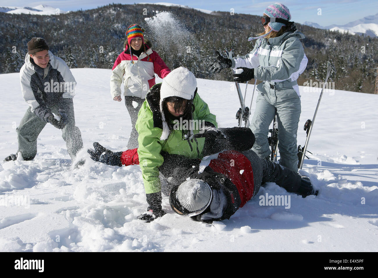 Fighting in the snow Stock Photo - Alamy