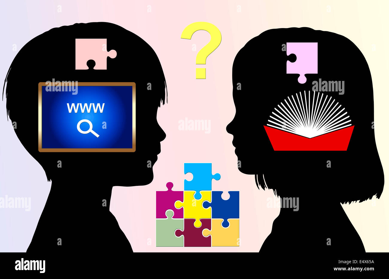 Books versus Computer for Kids Stock Photo - Alamy