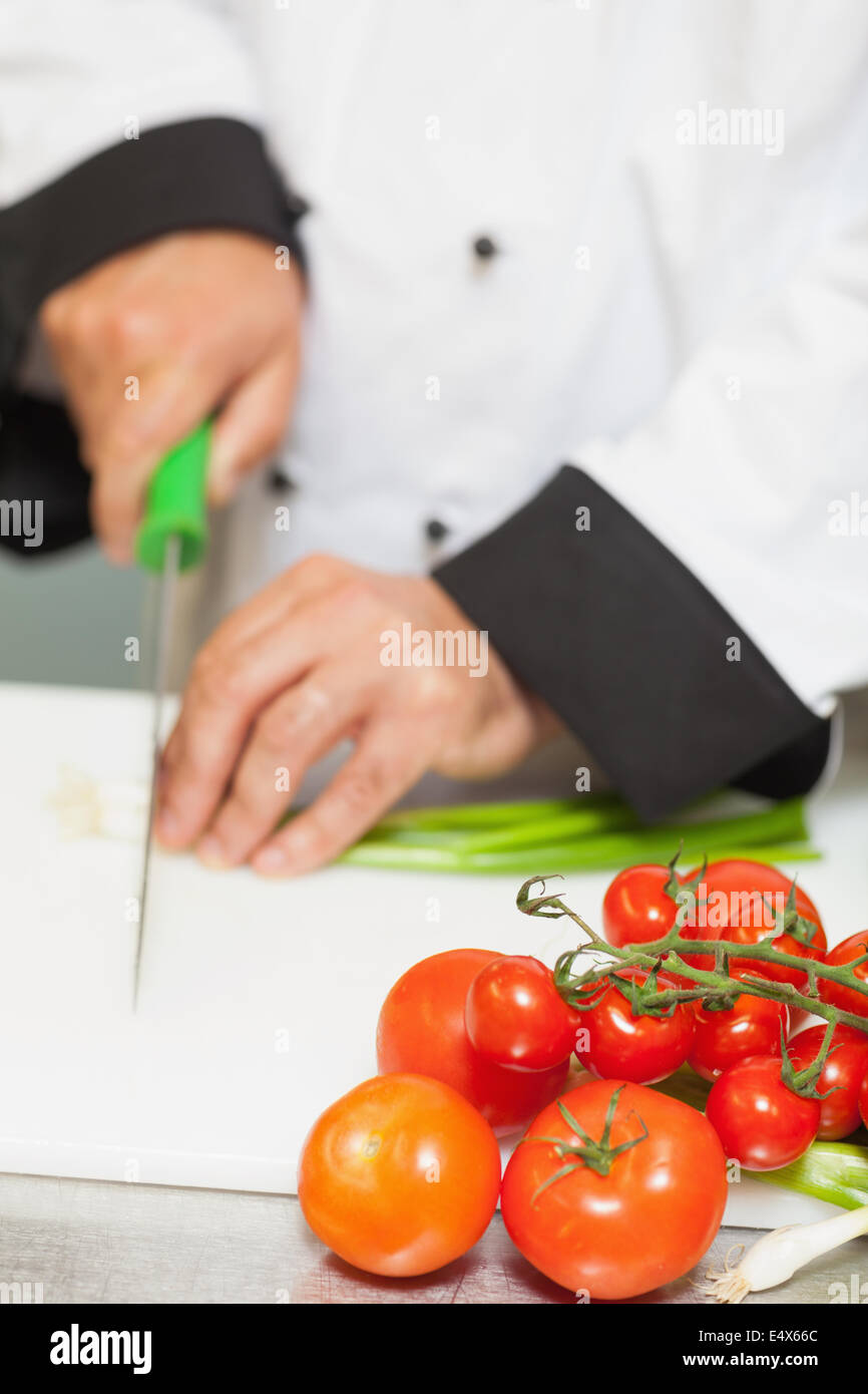 Professional chef chopping spring onions hi-res stock photography and ...