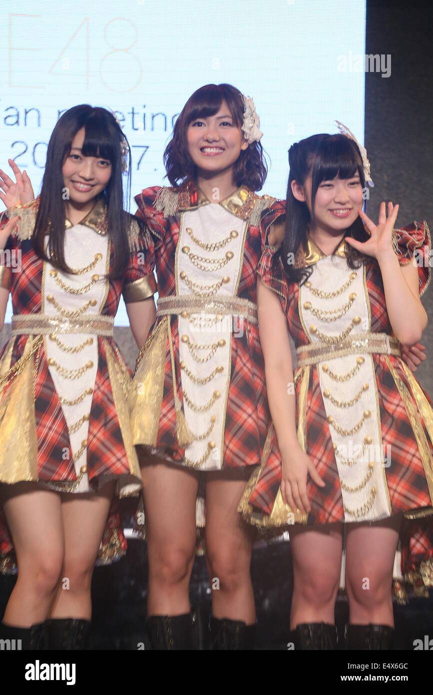 Taipei. 15th July, 2014. Members of Japanese girl group SKE48 meet fans in Taipei on Tuesday ...