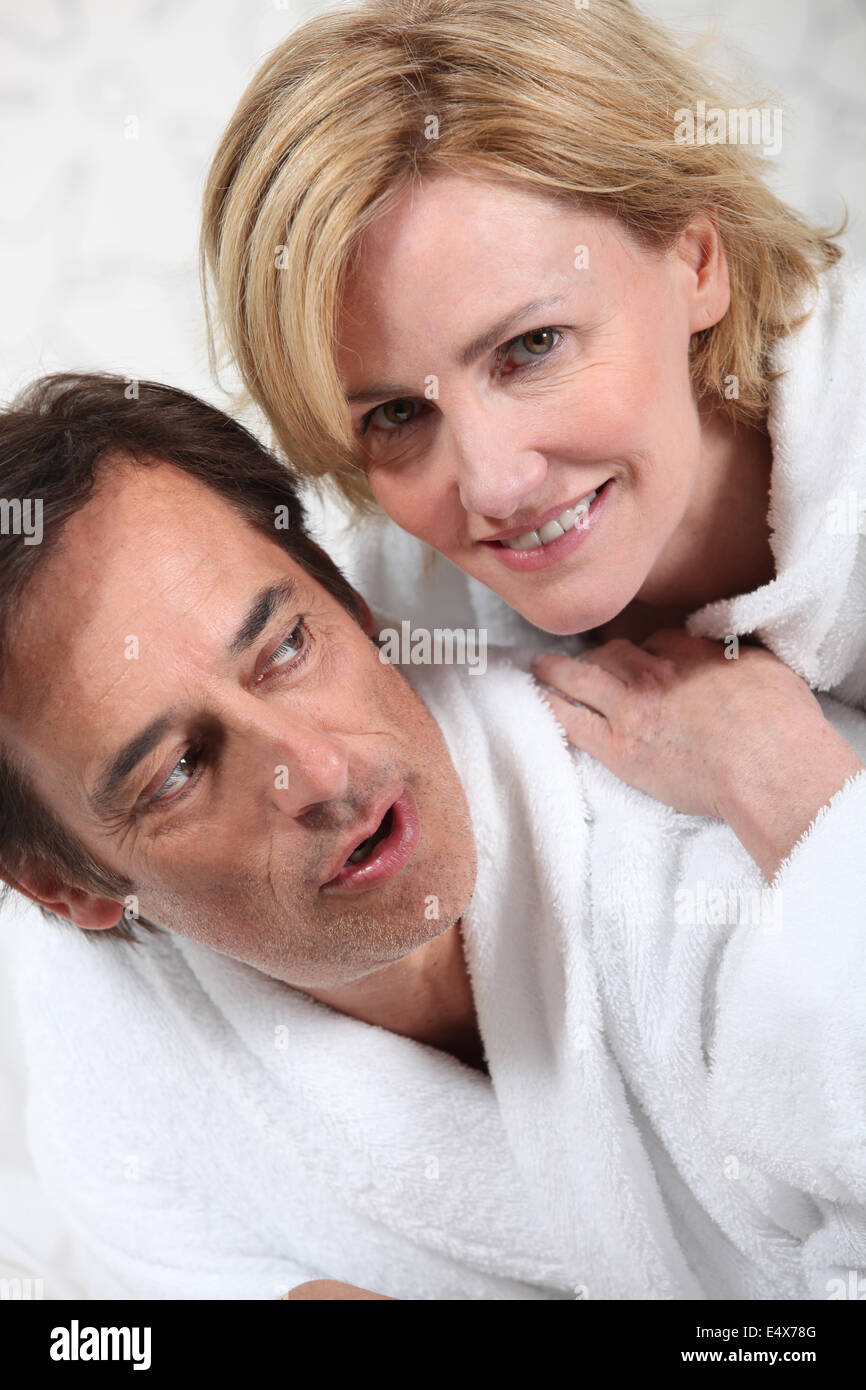 Wife on husband's back Stock Photo - Alamy