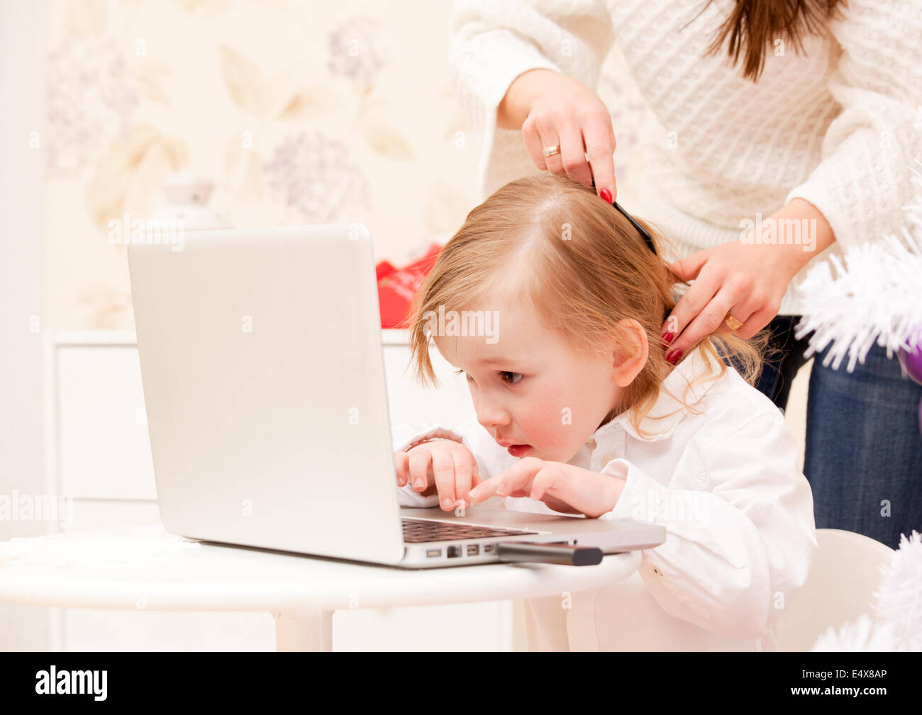 Child with laptop Stock Photo - Alamy