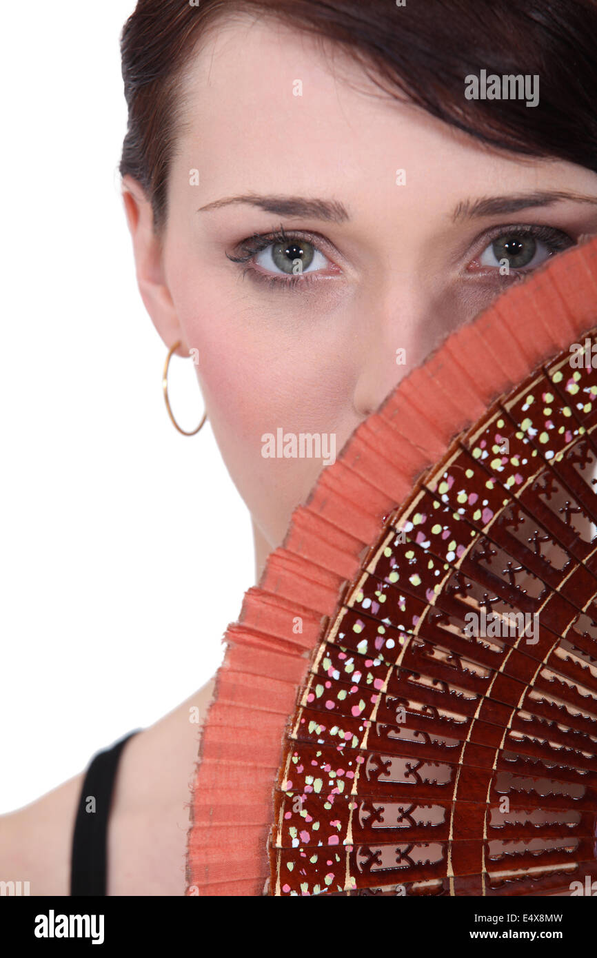 young woman with fan Stock Photo - Alamy