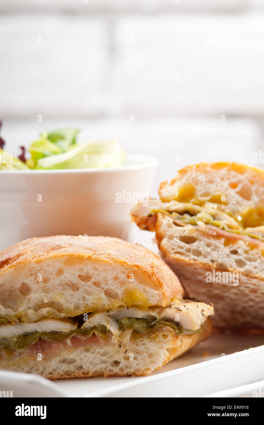 Italian ciabatta panini sandwich chicken Stock Photo - Alamy