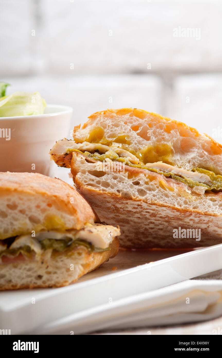Italian ciabatta panini sandwich chicken Stock Photo - Alamy