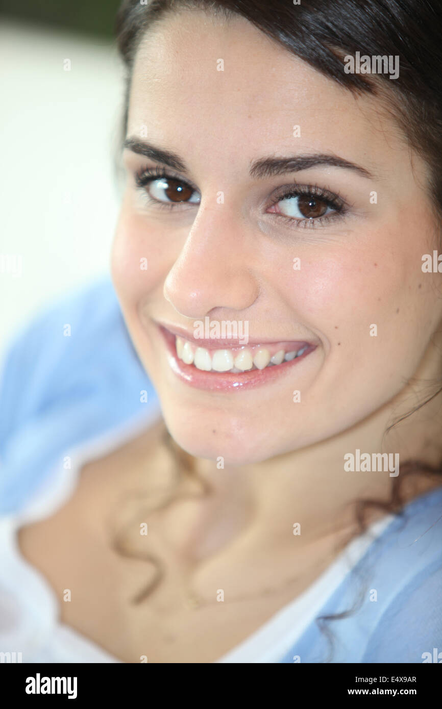 Woman with bright smile Stock Photo - Alamy