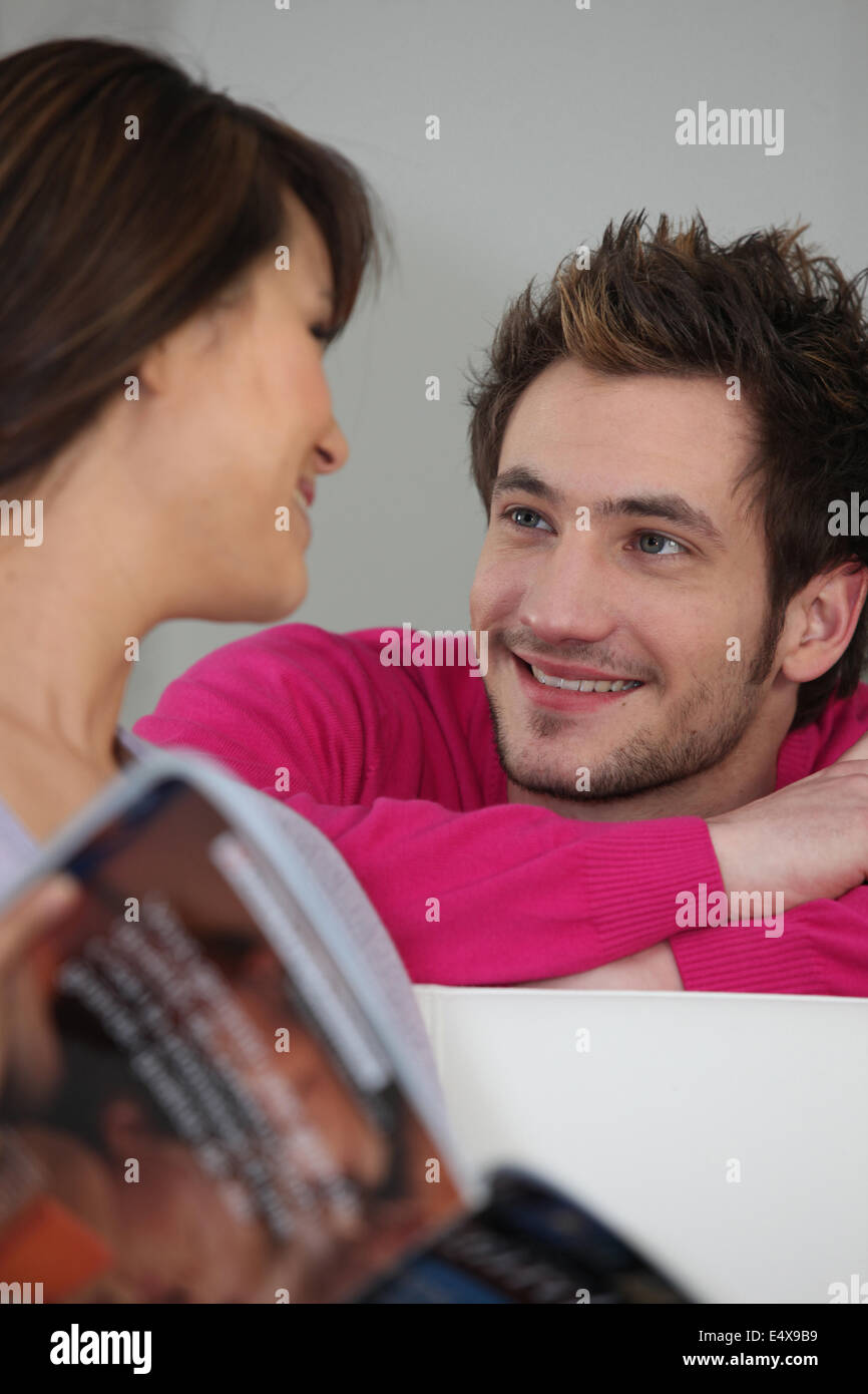 Couple staring at each other in admiration Stock Photo - Alamy