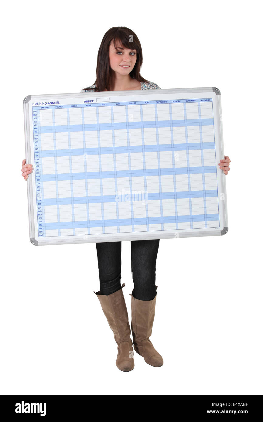 Young woman with a planning board Stock Photo - Alamy