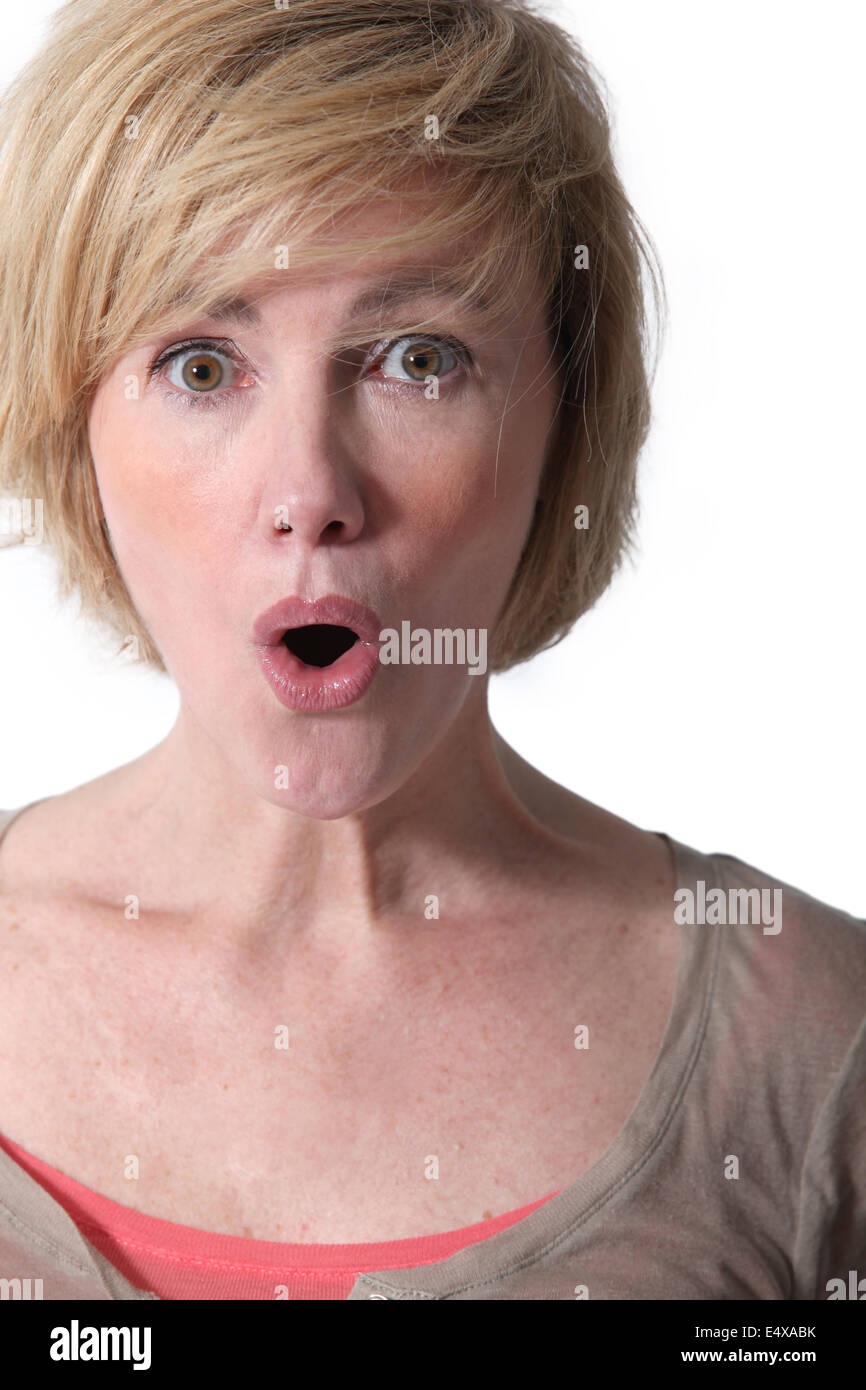 Woman gestures surprise hi-res stock photography and images - Alamy