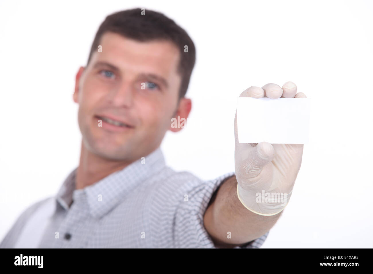 man holding out blank business card Stock Photo - Alamy
