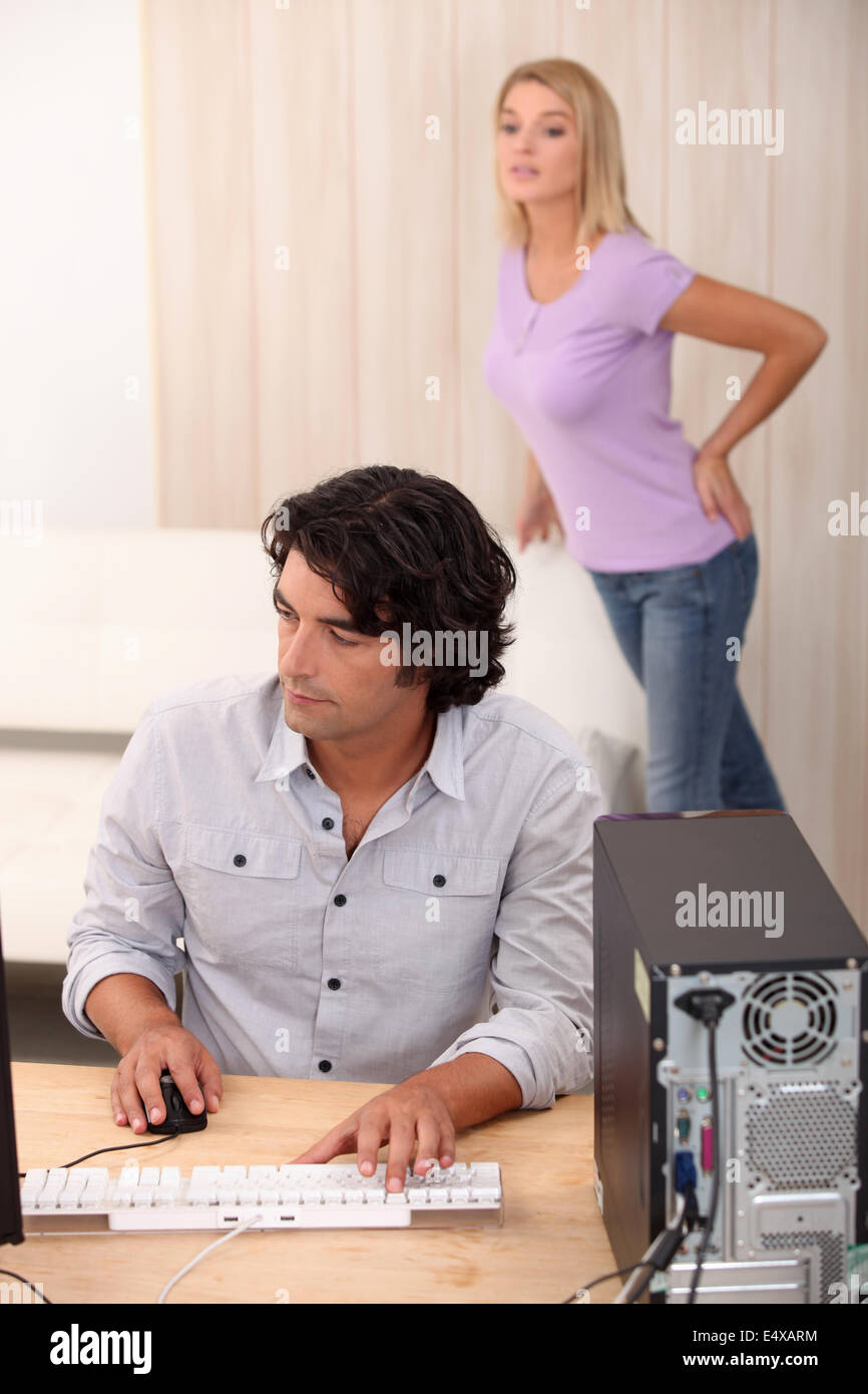 Young looking computer screen Stock Photo - Alamy