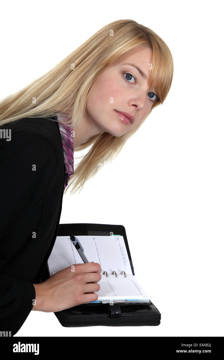Woman thinking diary hi-res stock photography and images - Alamy