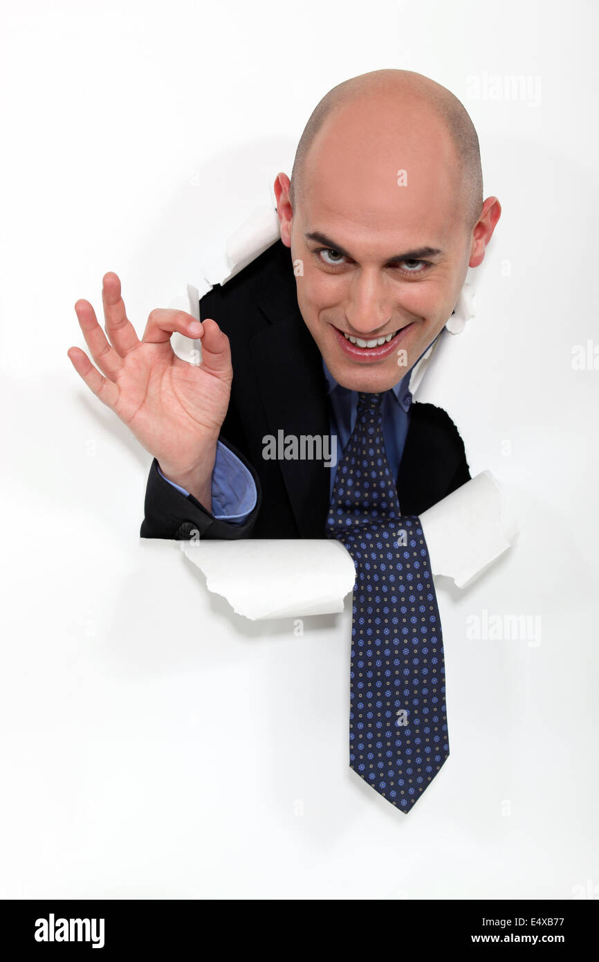 Businessman giving the OK sign Stock Photo - Alamy