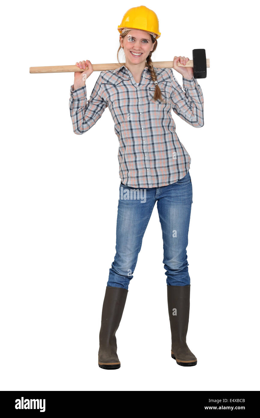 Woman sledge hammer hi-res stock photography and images - Alamy