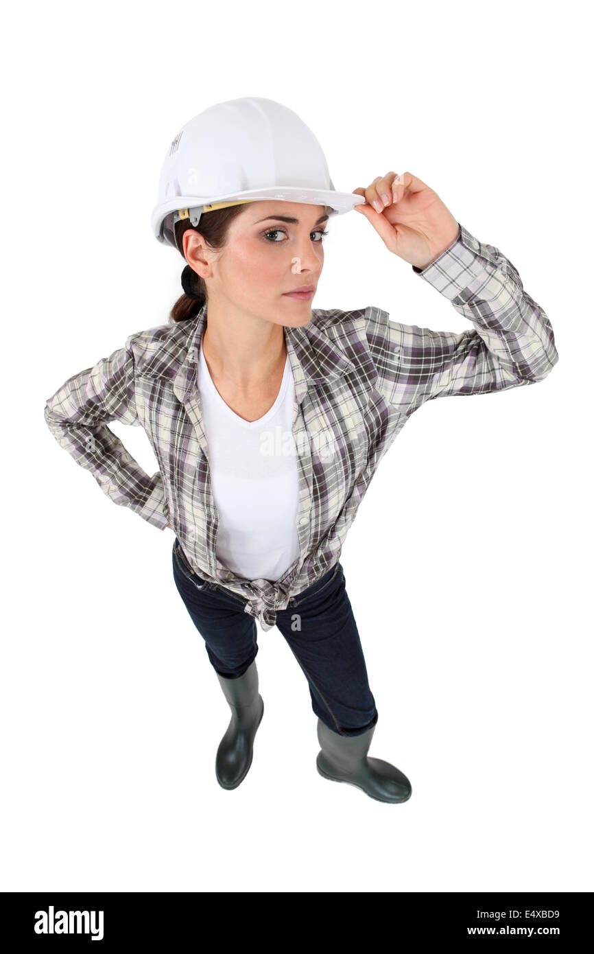 Professional young builder woman Cut Out Stock Images & Pictures - Alamy