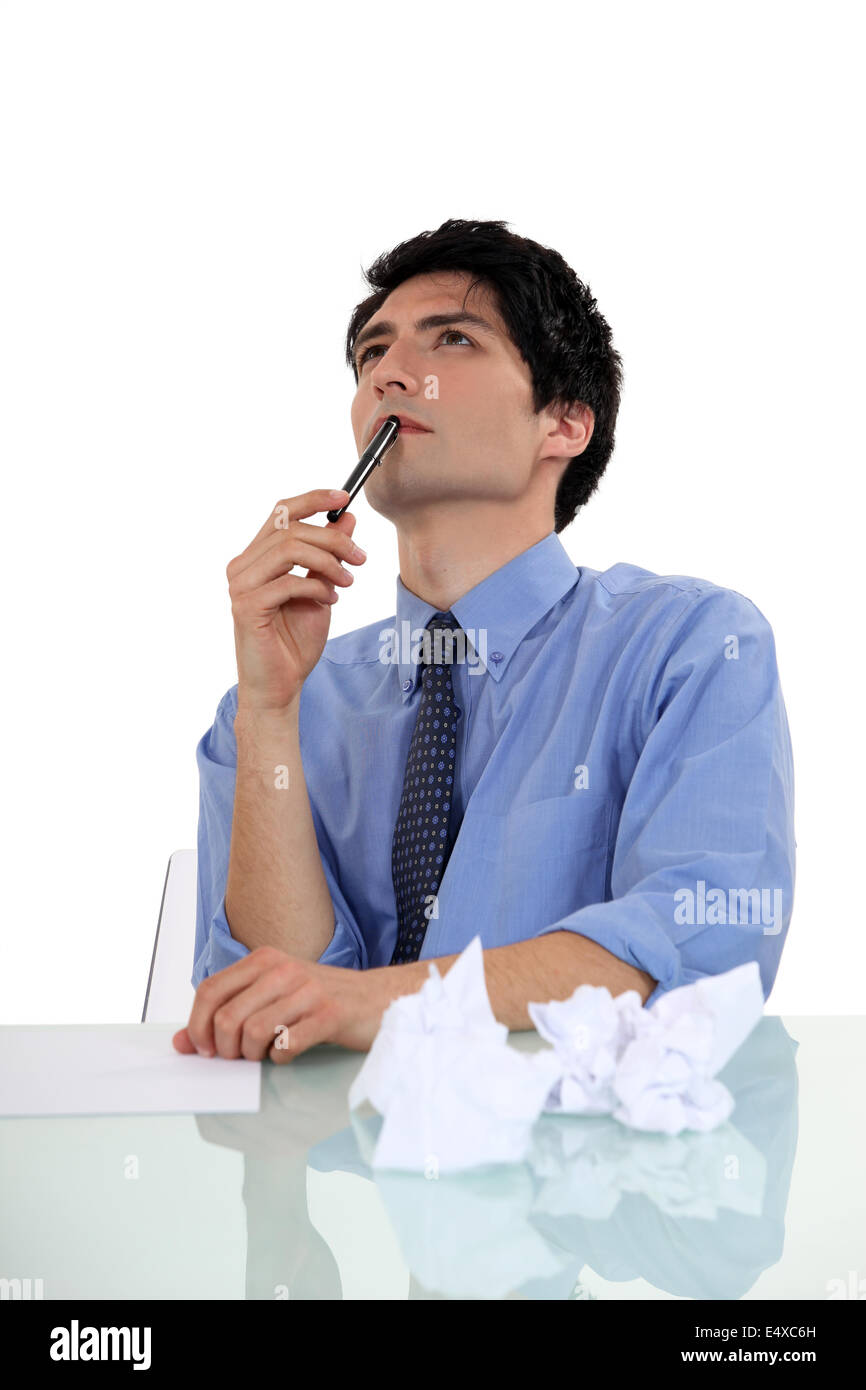 businessman writing and thinking Stock Photo - Alamy