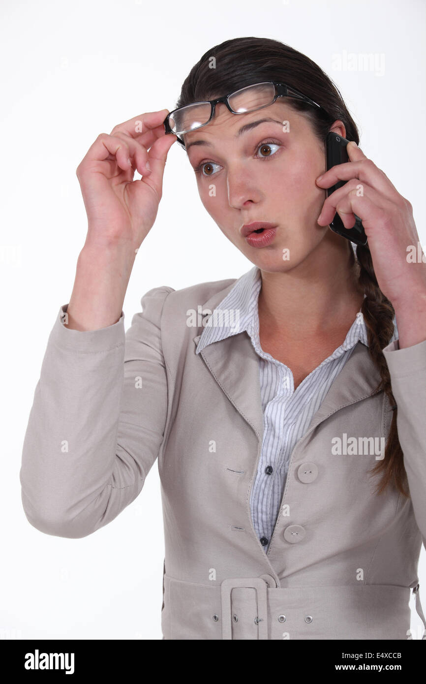 Lady answering the phone hi-res stock photography and images - Alamy