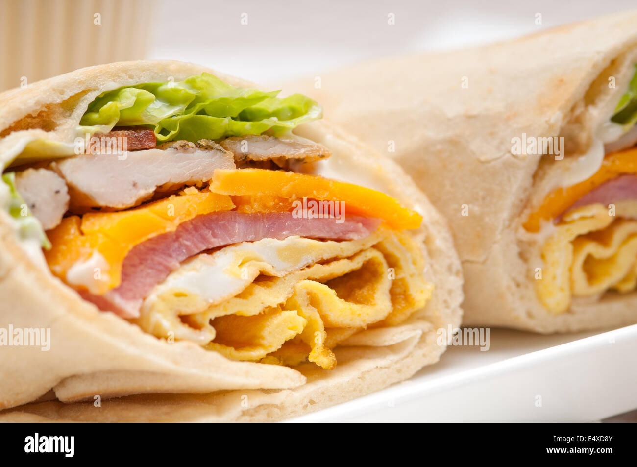 club sandwich pita bread roll Stock Photo - Alamy