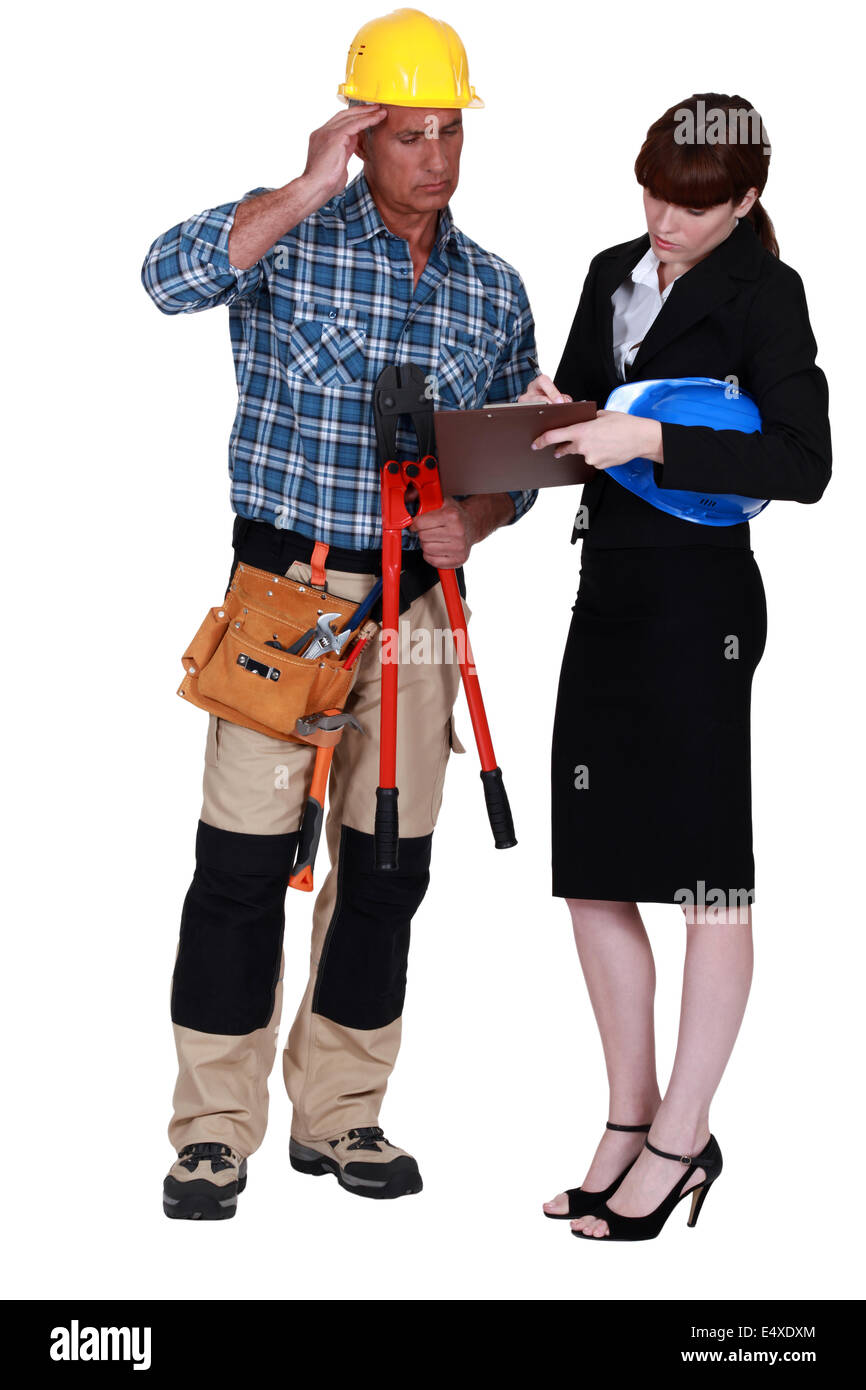 Man woman discussing work Cut Out Stock Images & Pictures - Alamy