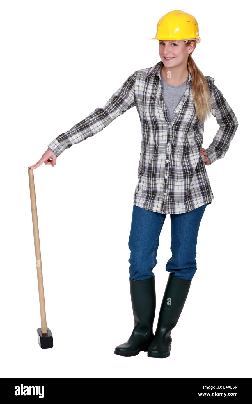 Woman sledge hammer hi-res stock photography and images - Alamy