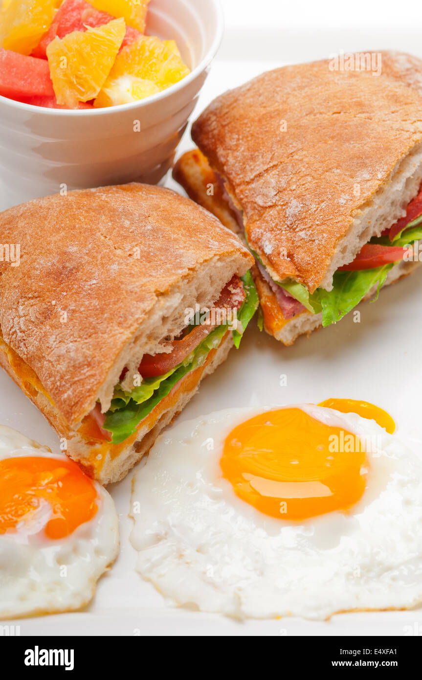 ciabatta panini sandwich eggs tomato lettuce Stock Photo - Alamy