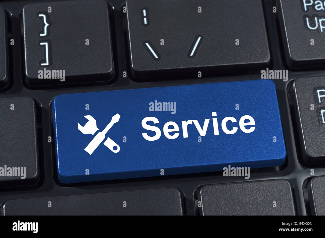 Service button with tools icon Stock Photo - Alamy