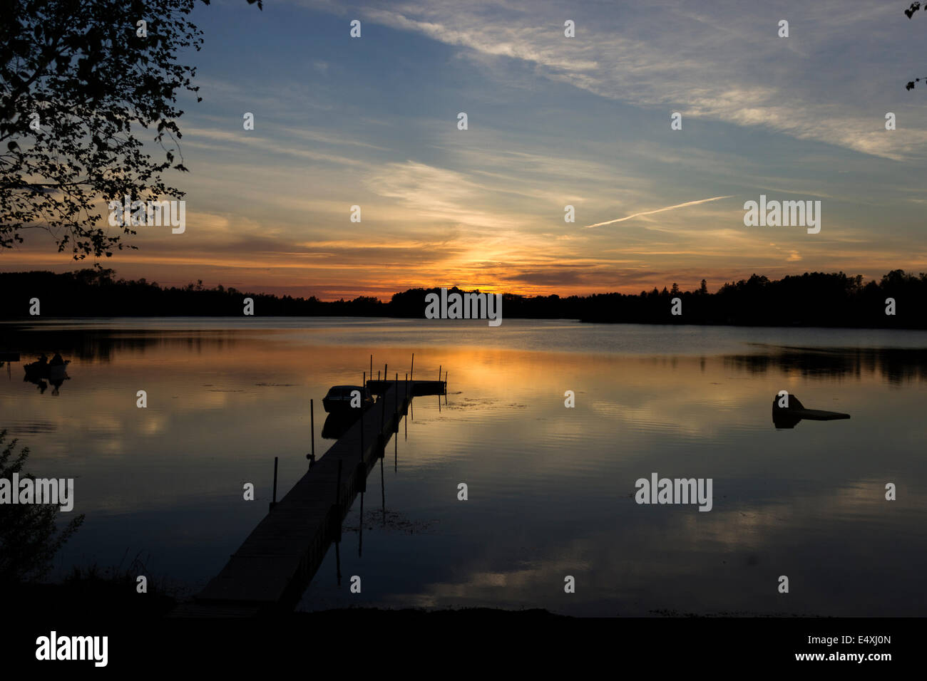 Sunset over Sand Lake, Minnesota Stock Photo - Alamy