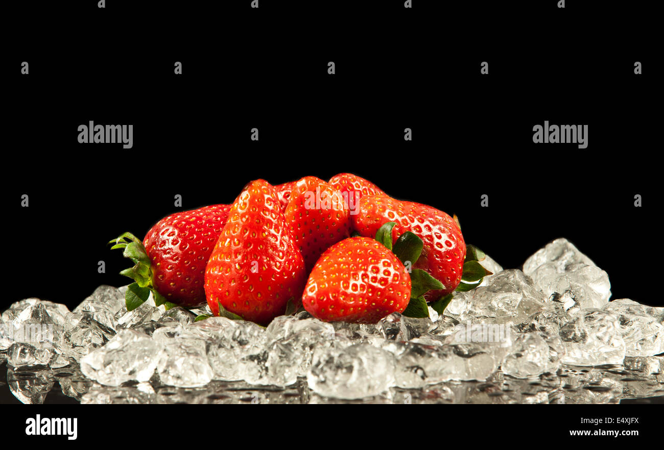 strawberry on black background Stock Photo - Alamy