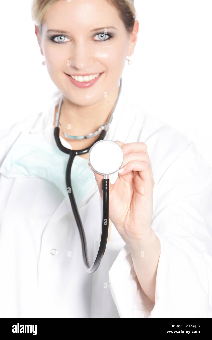 Smiling doctor with a stethoscope Stock Photo - Alamy