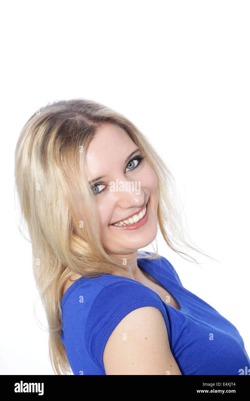 Side profile of a woman smiling hi-res stock photography and images - Alamy