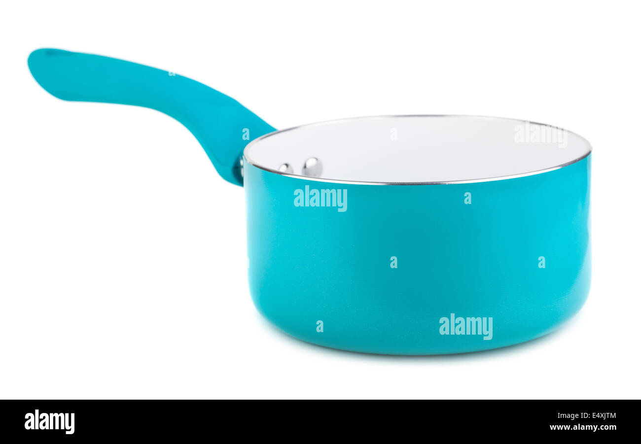 Empty blue stainless steel pot Stock Photo - Alamy