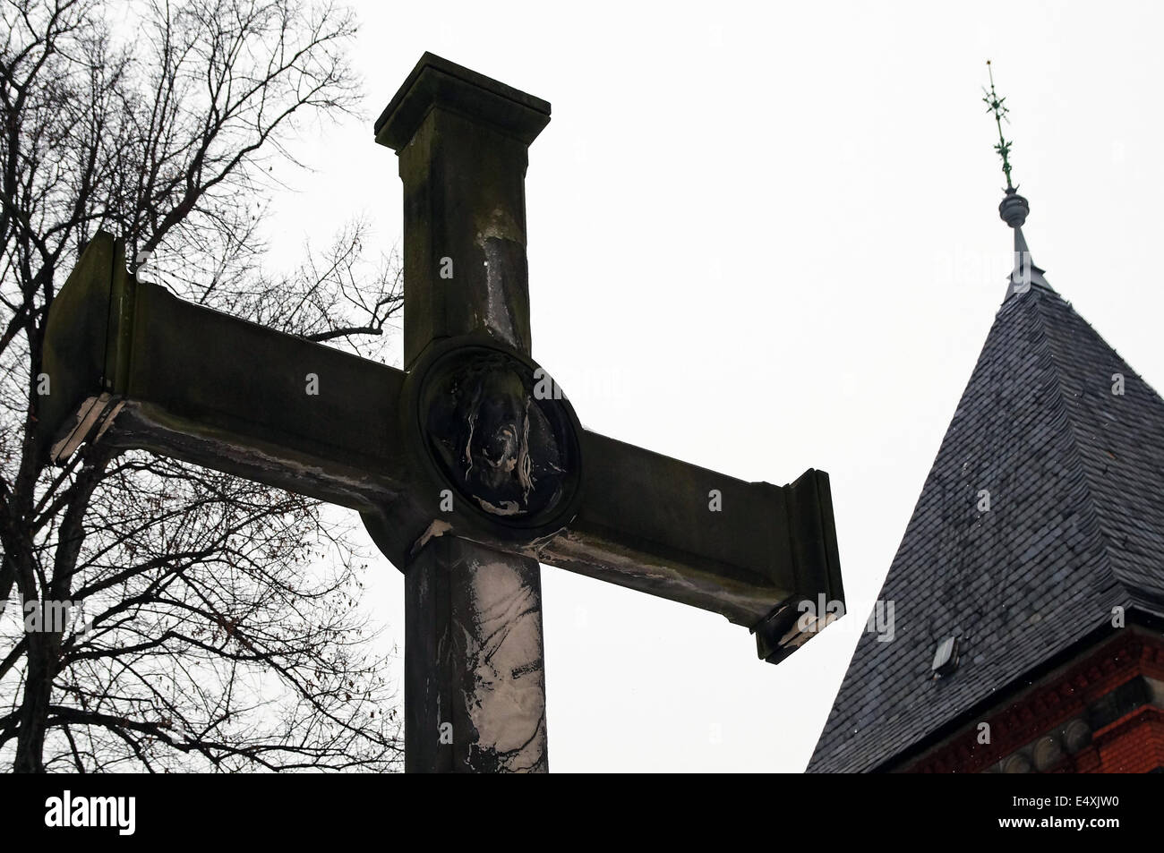 cross and church Stock Photo - Alamy