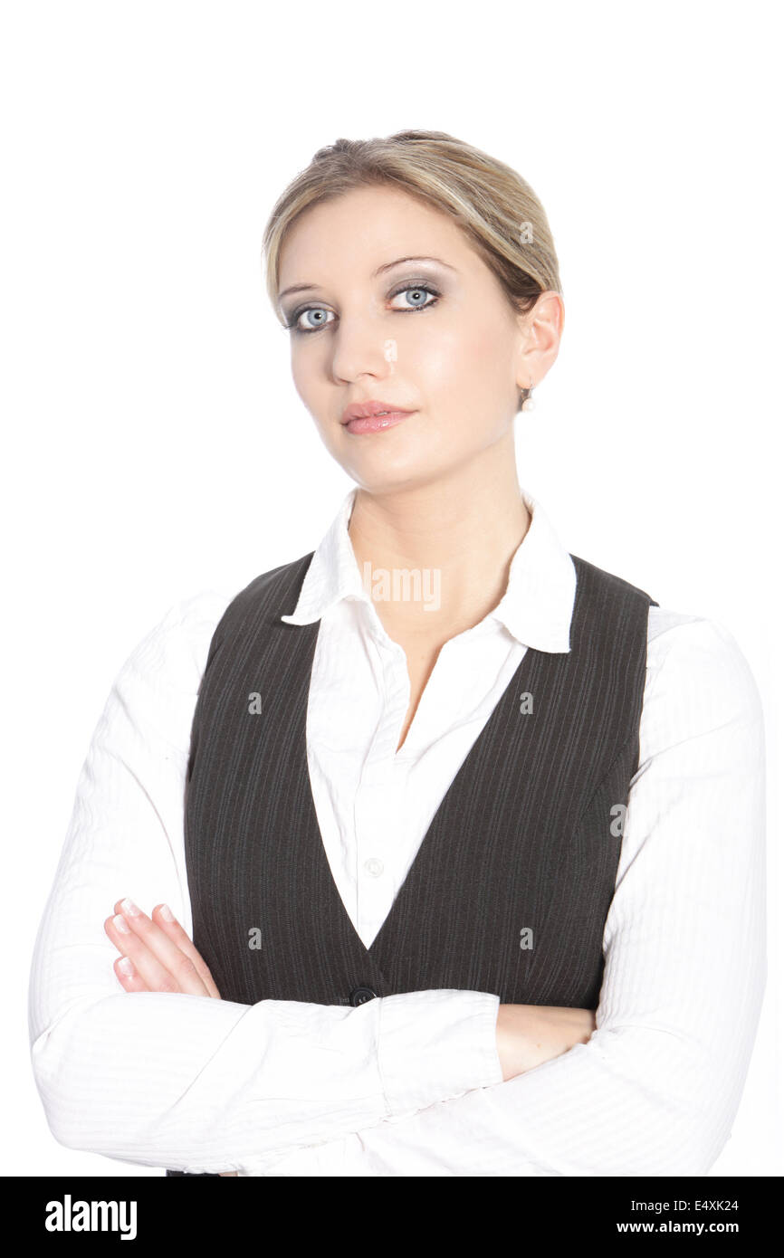 Woman face blonde serious hi-res stock photography and images - Alamy