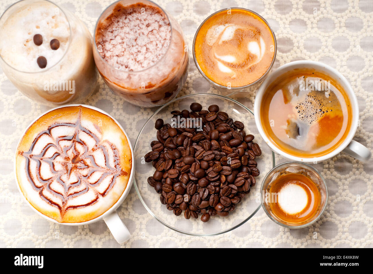 selection of different coffee type Stock Photo - Alamy