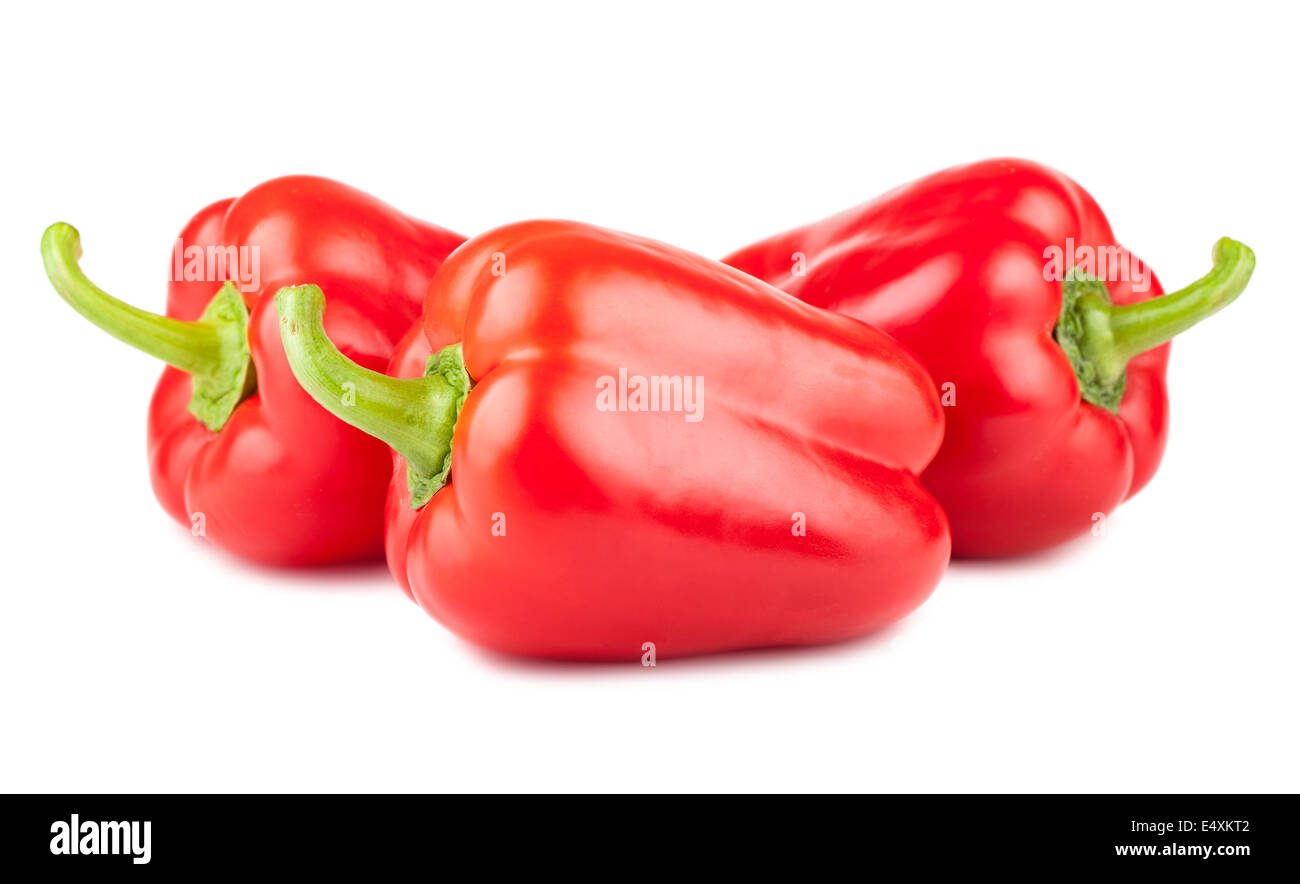 Three ripe red peppers Stock Photo - Alamy
