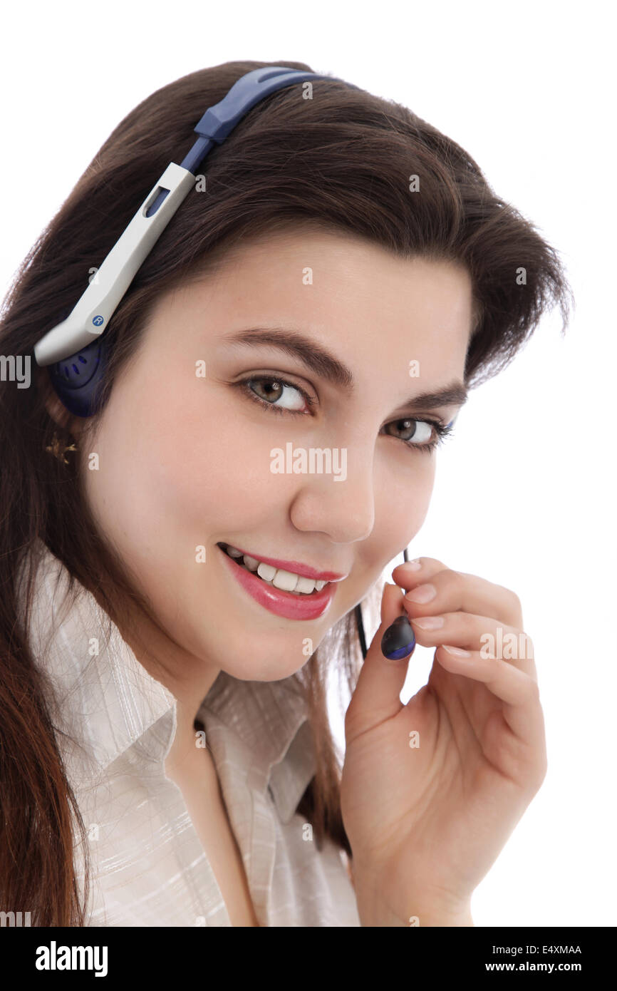 Beautiful call center agent Stock Photo - Alamy
