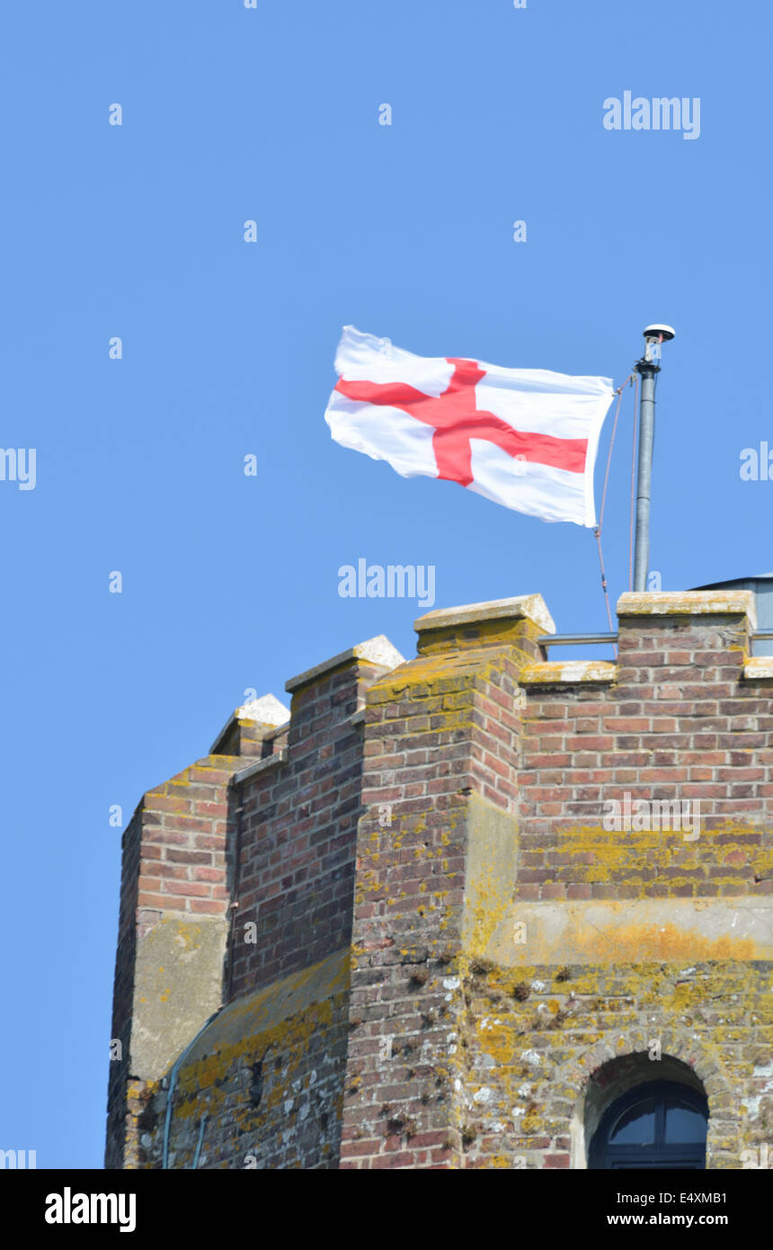 Castle Tower with George Cross Stock Photo - Alamy
