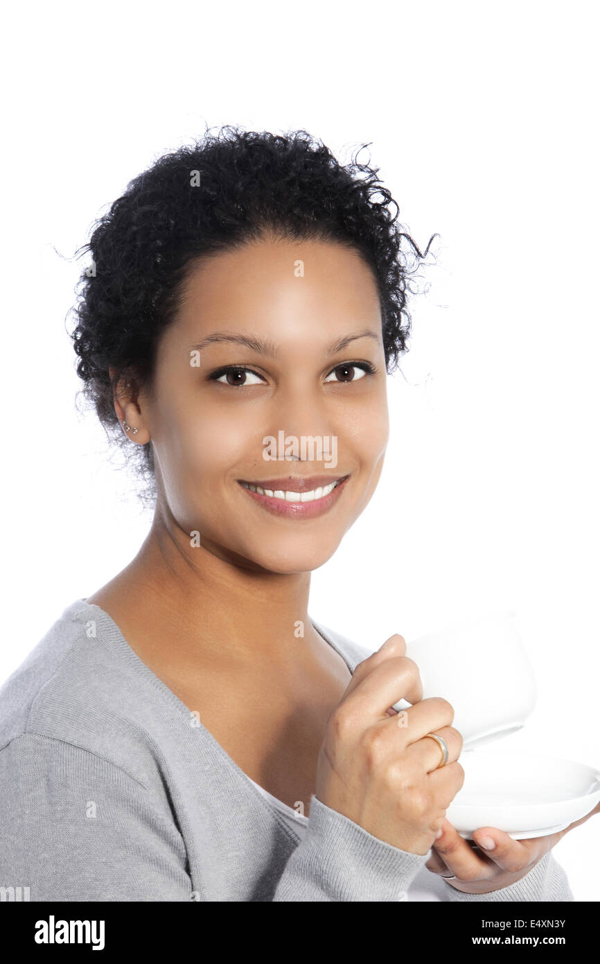 Beautiful young woman enjoying tea hi-res stock photography and images - Alamy