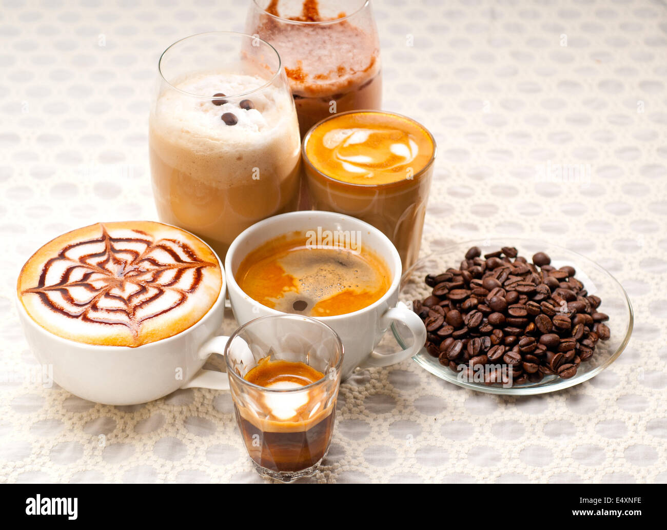 selection of different coffee type Stock Photo - Alamy