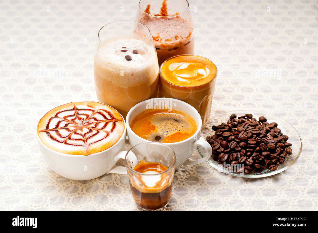 selection of different coffee type Stock Photo - Alamy