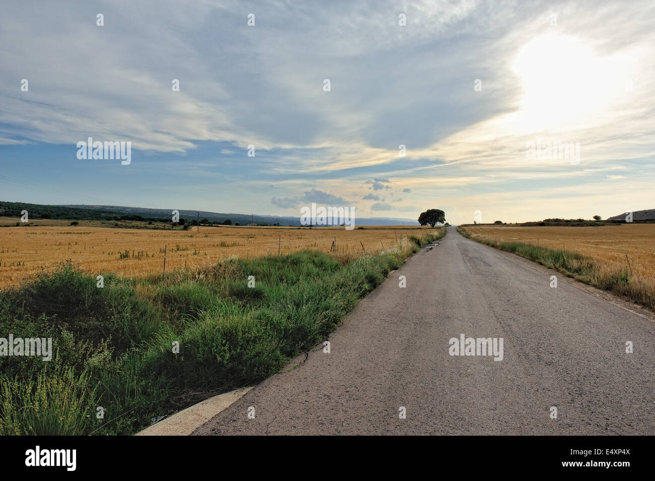 Landscape with rural road in Spain Stock Photo - Alamy