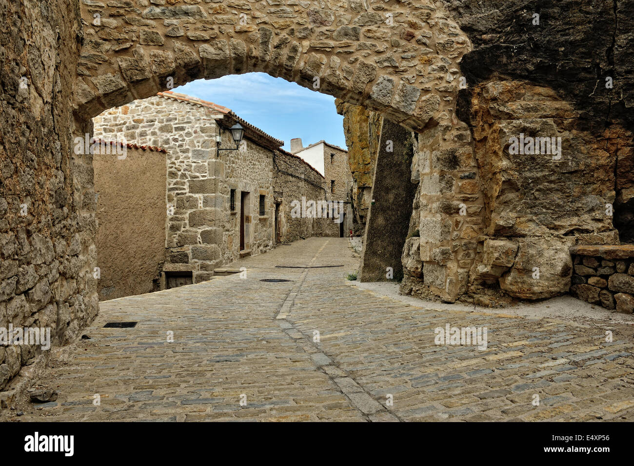 Streets of the small old spanish town Ares Stock Photo - Alamy