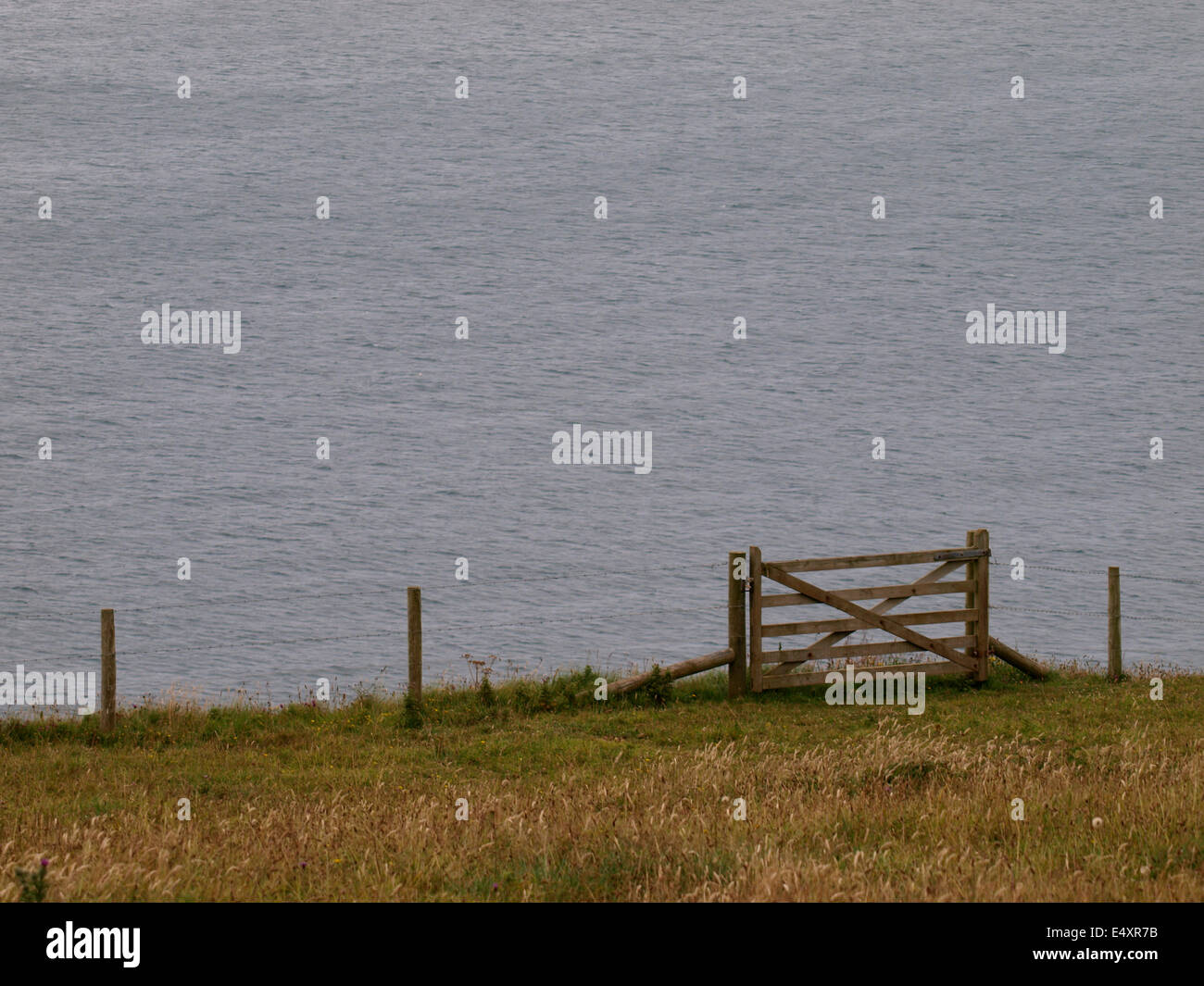 Cliff top gate, Cornwall, UK Stock Photo - Alamy
