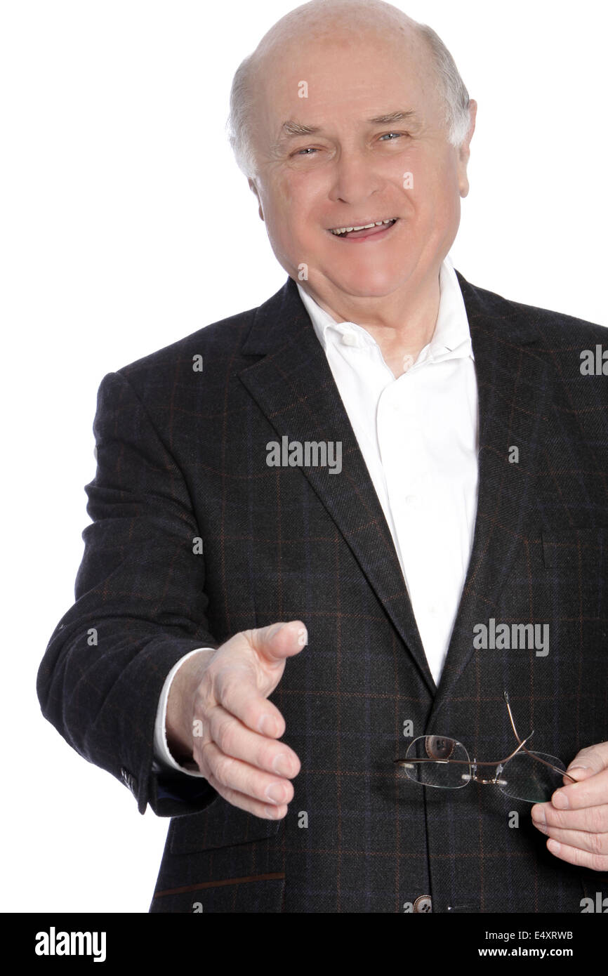 Elderly man offering his hand Stock Photo - Alamy
