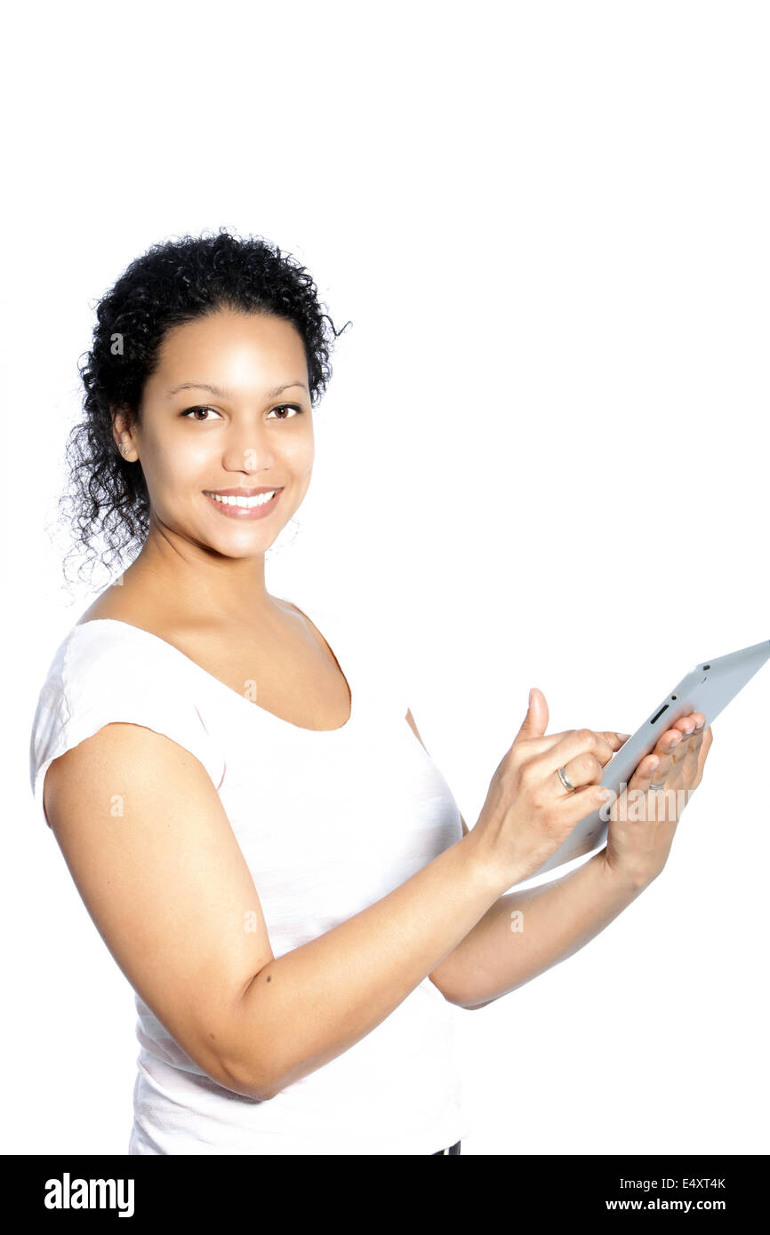Beautiful woman tablet on hi-res stock photography and images - Alamy